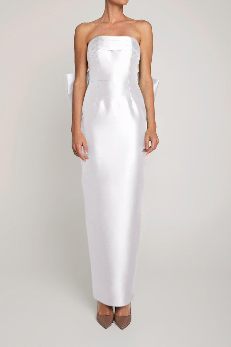 Camille Silk and Wool Column Gown with Removable Train – ALEXIA MARÍA